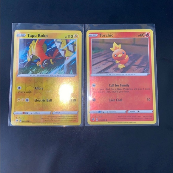 Pokemon | Toys | 2x Tapu Koko 689 Rare Torchic 22189 Common Darkness ...